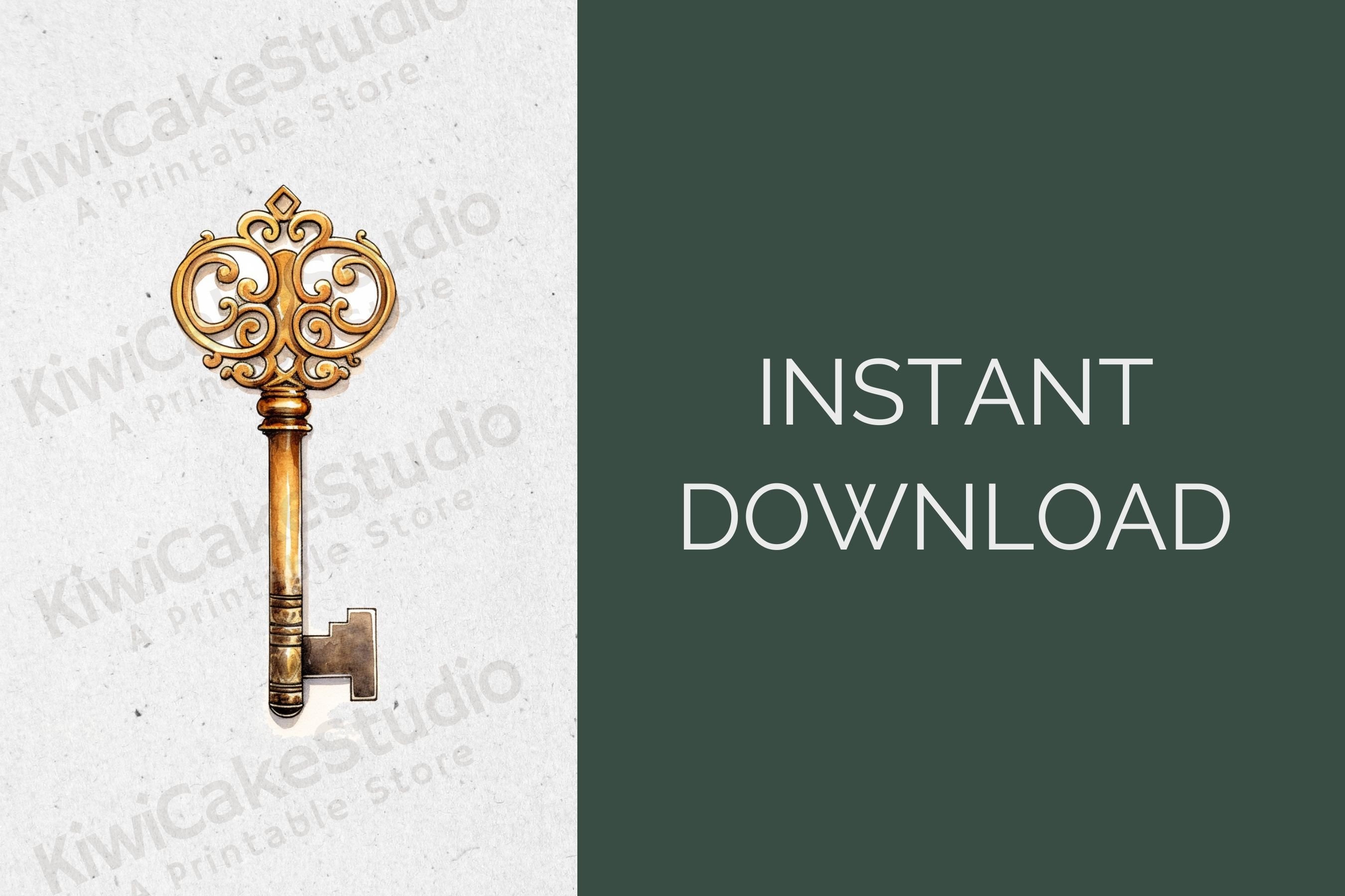 Watercolor Golden Key Clipart, 10 High Quality JPG, Commercial Use ...