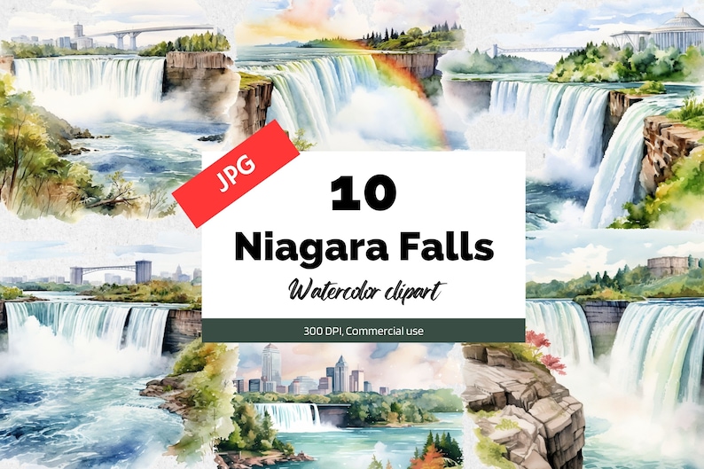 Niagara Falls Clipart, 10 High Quality Jpgs, Commercial Use, Instant ...