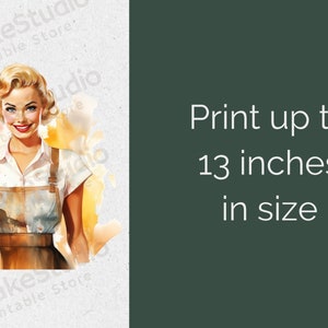 Watercolor Retro Waitress Clipart, 10 High Quality Jpgs, Commercial Use ...