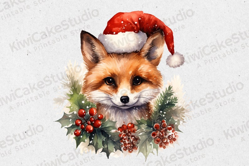 Christmas Fox Clipart, 10 High Quality Jpgs, Commercial Use, Instant ...