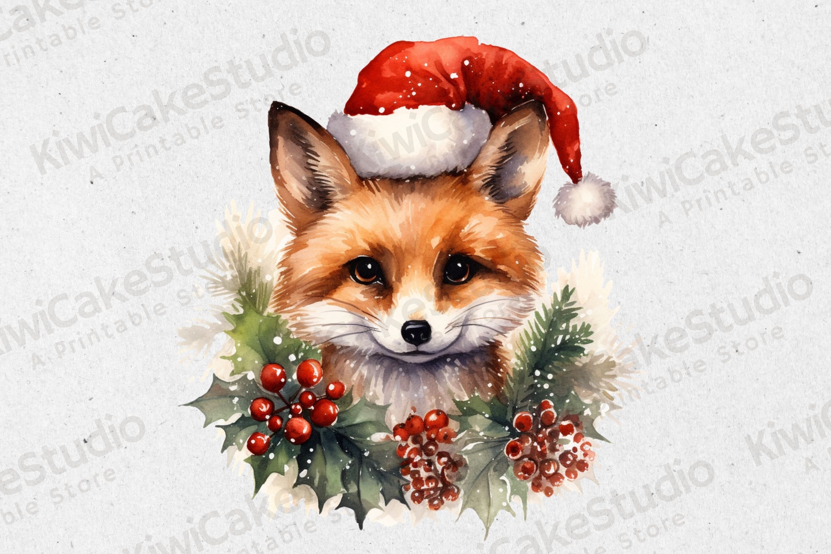 Christmas Fox Clipart, 10 High Quality Jpgs, Commercial Use, Instant ...