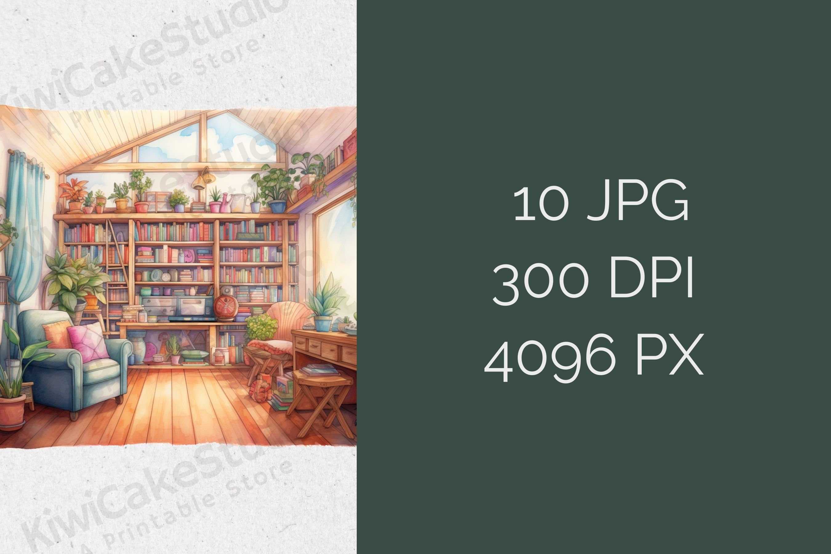 Cottagecore Library Clipart 10 High Quality Jpgs Commercial - Etsy