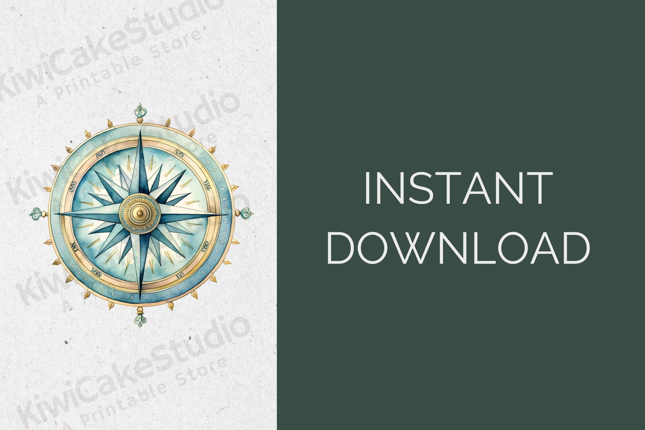 Watercolor Compass Clipart, 10 High Quality JPG, Commercial Use ...