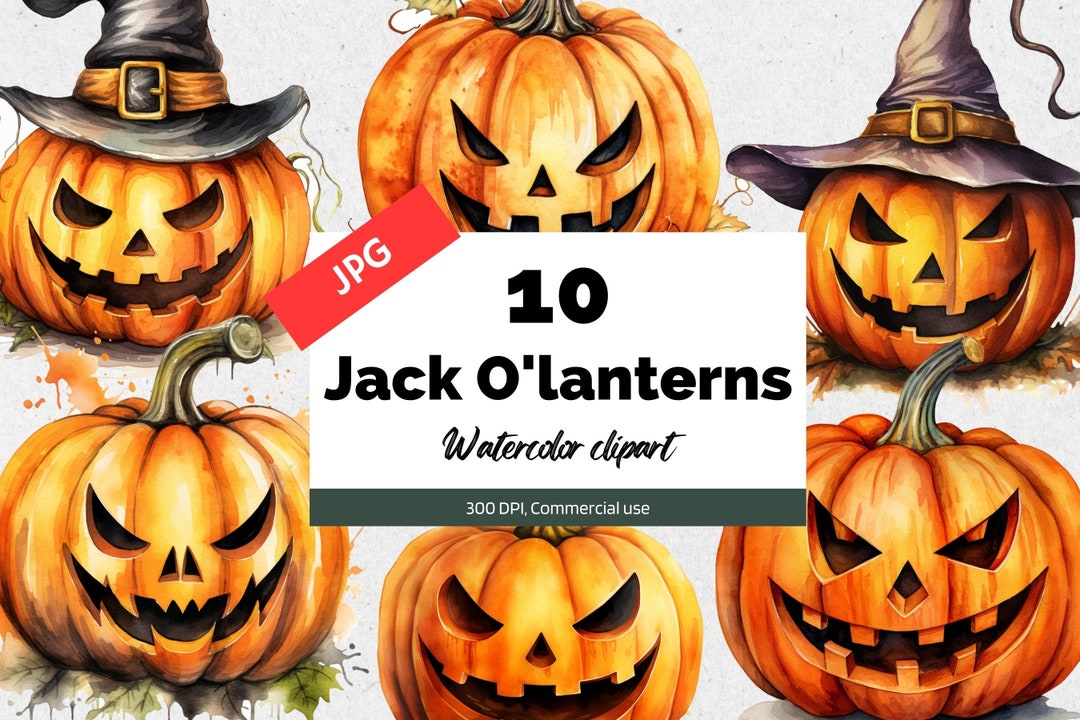 Jack O'lanterns Clipart, 10 High Quality Jpgs, Commercial Use, Instant ...