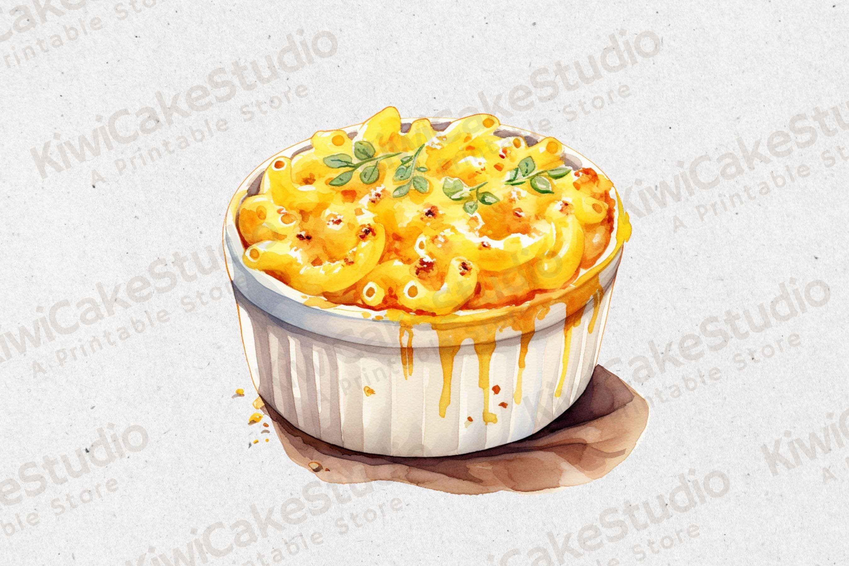 Watercolor Mac and Cheese Clipart, 10 High Quality Jpgs, Commercial Use ...