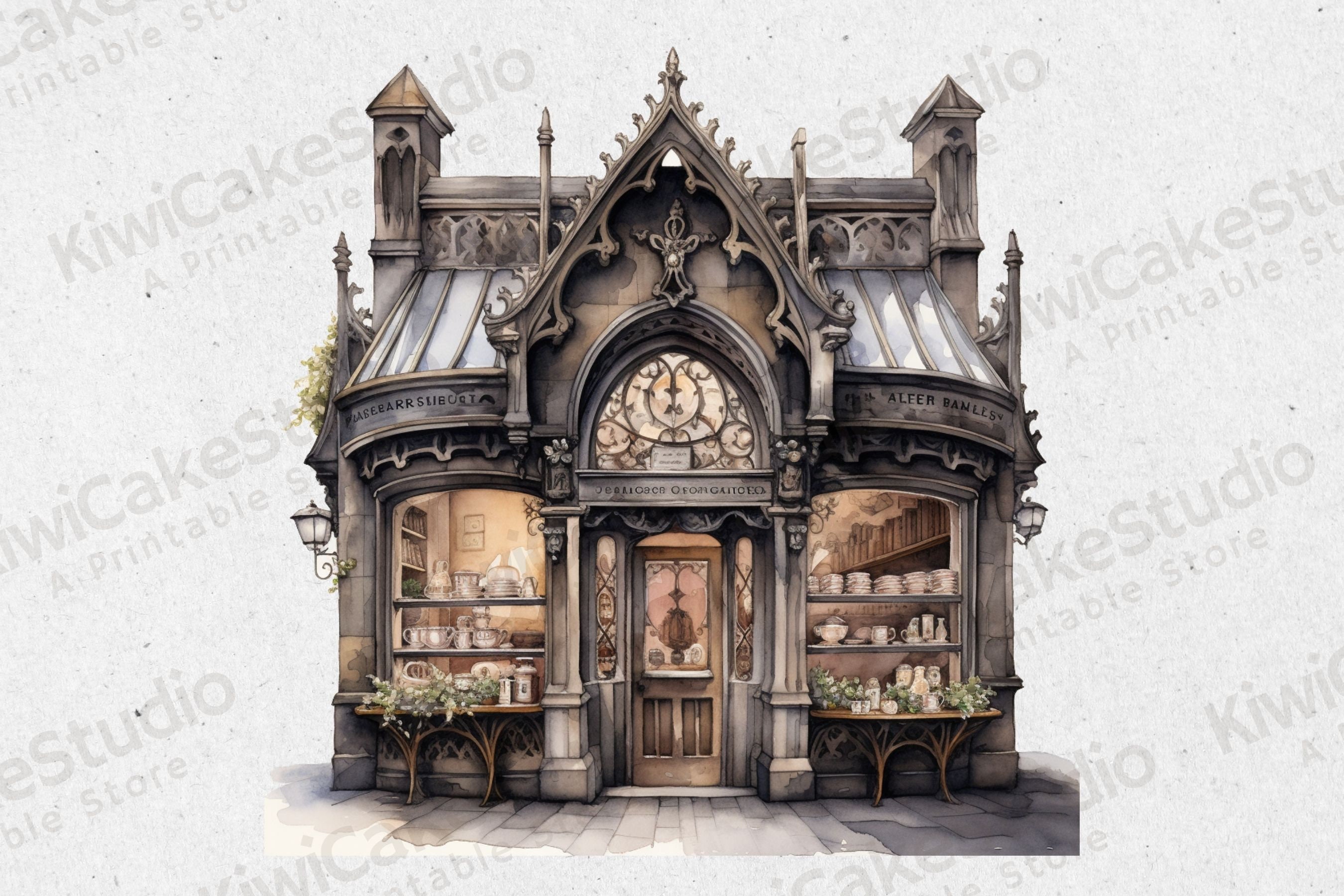 Watercolor Gothic Bakery Clipart 10 High Quality Jpgs - Etsy
