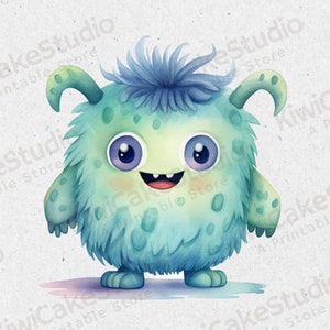 Watercolor Cute Monster Clipart, 10 High Quality Jpgs, Commercial Use ...