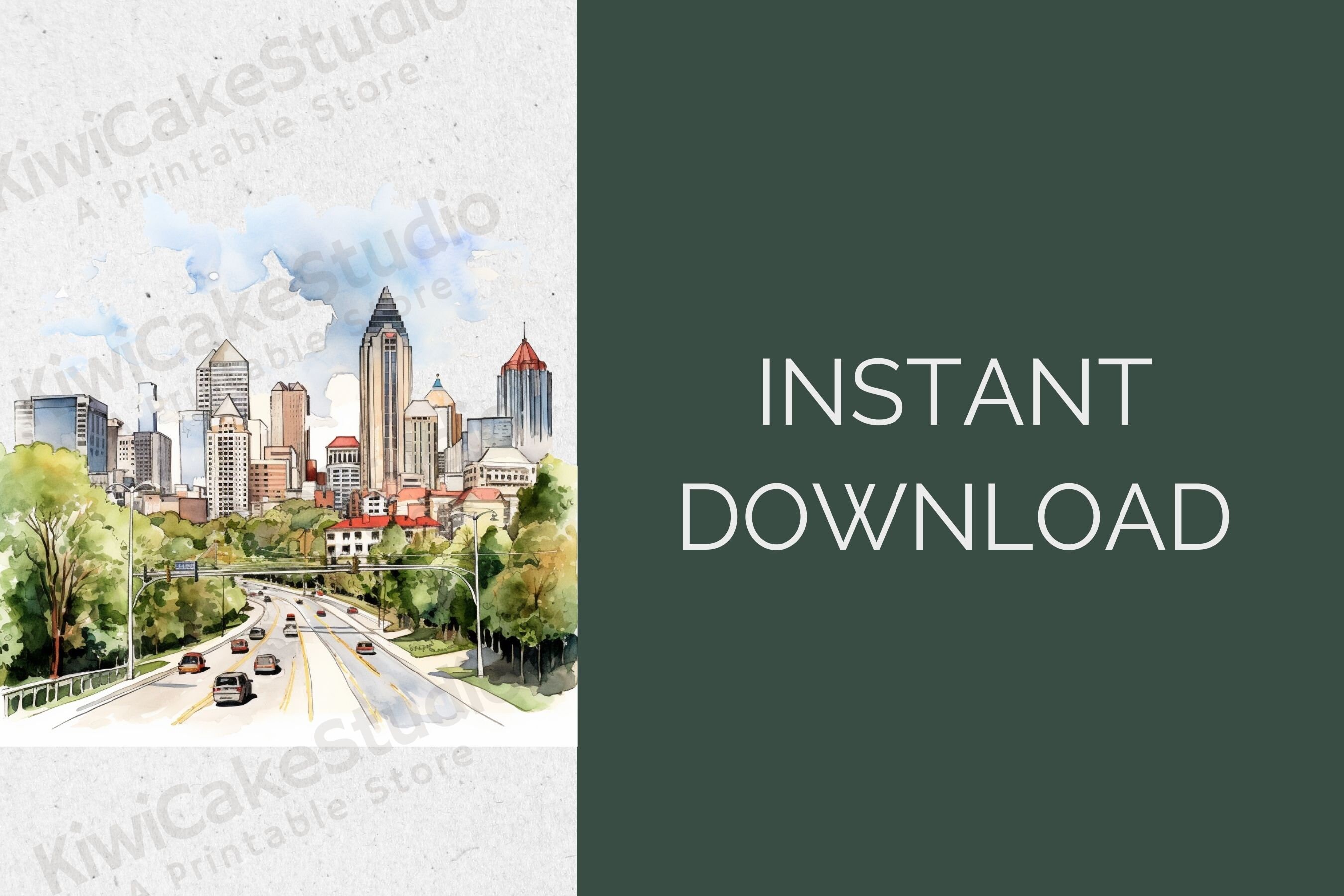 Watercolor Atlanta Georgia Clipart, 10 High Quality Jpgs, Commercial ...