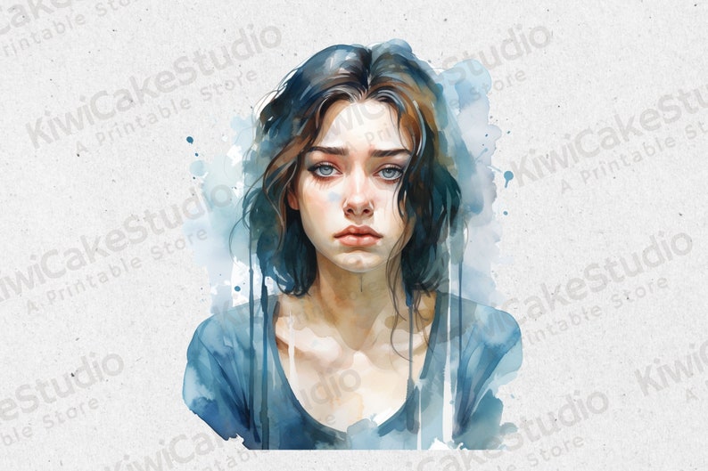 Watercolor Sad People Clipart, 10 High Quality Jpgs, Commercial Use ...