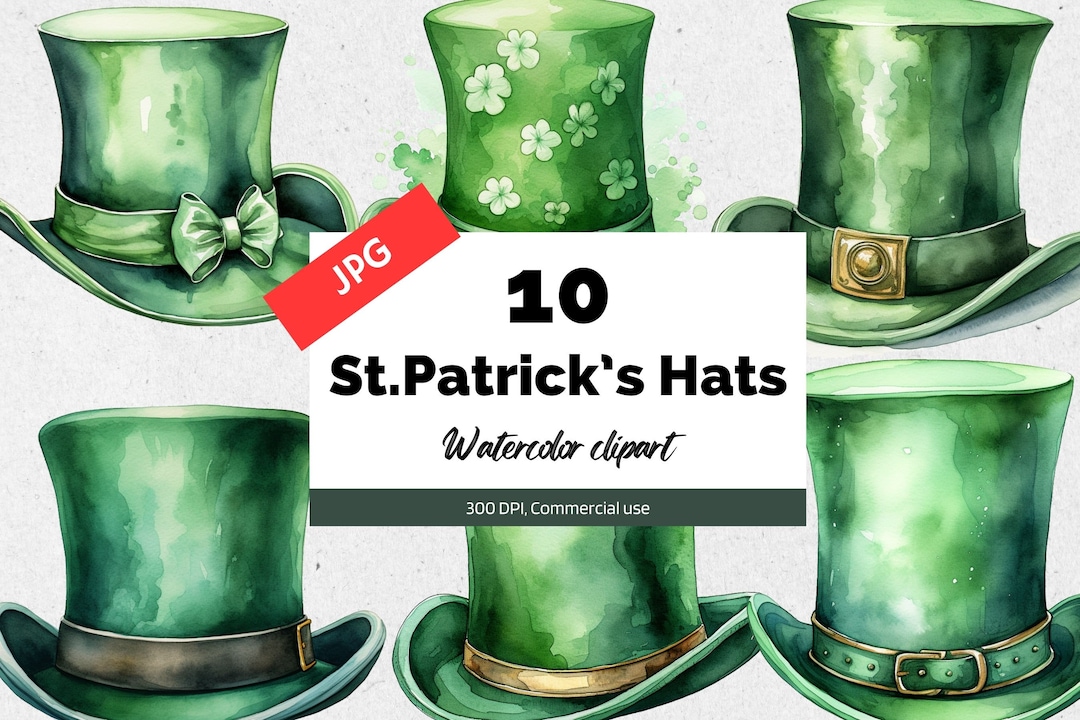 St. Patrick's Day Hats Clipart, St. Patrick's Day, 10 High Quality JPG ...