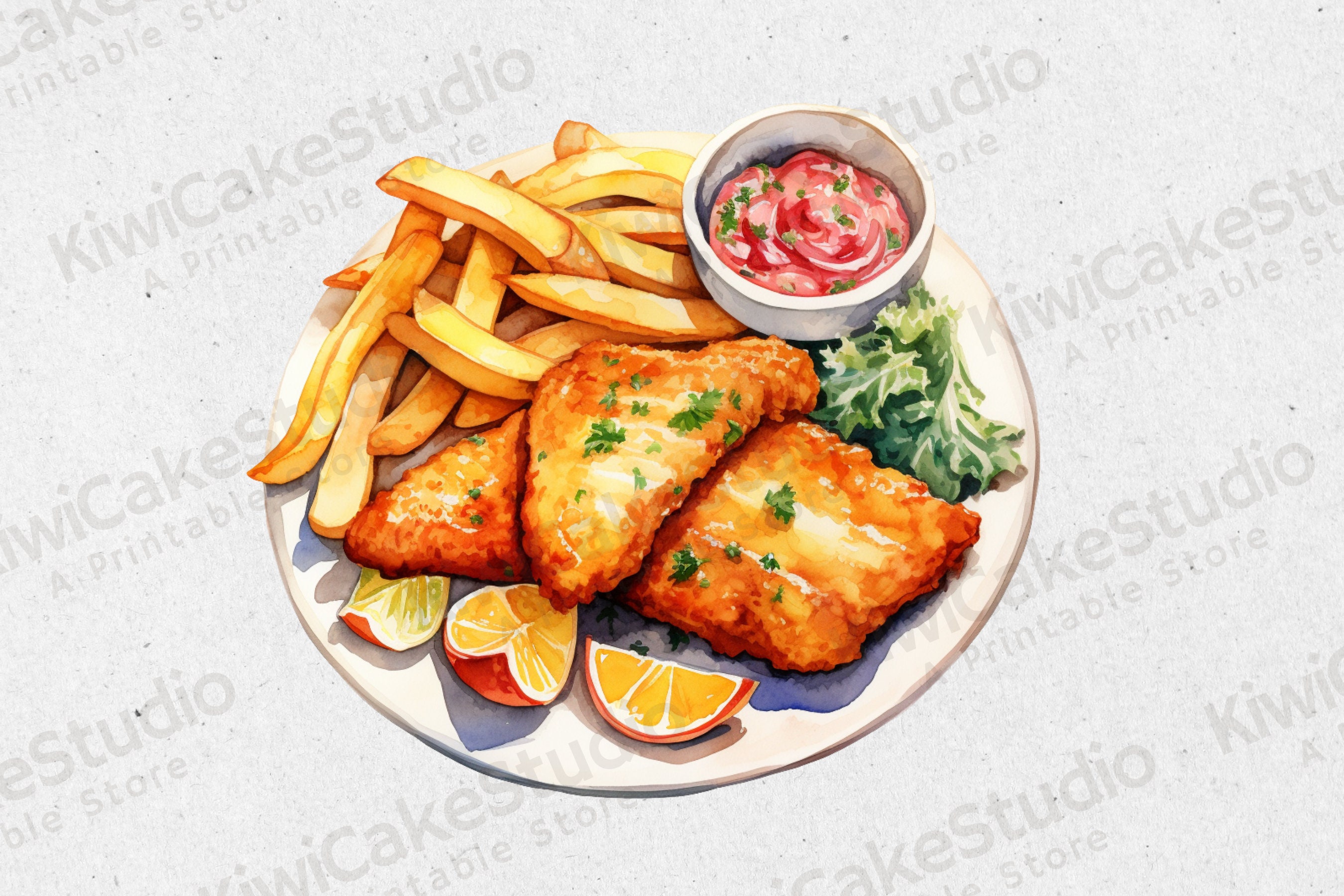 Fish and Chips Clipart, 10 High Quality JPG, Commercial Use, Instant ...