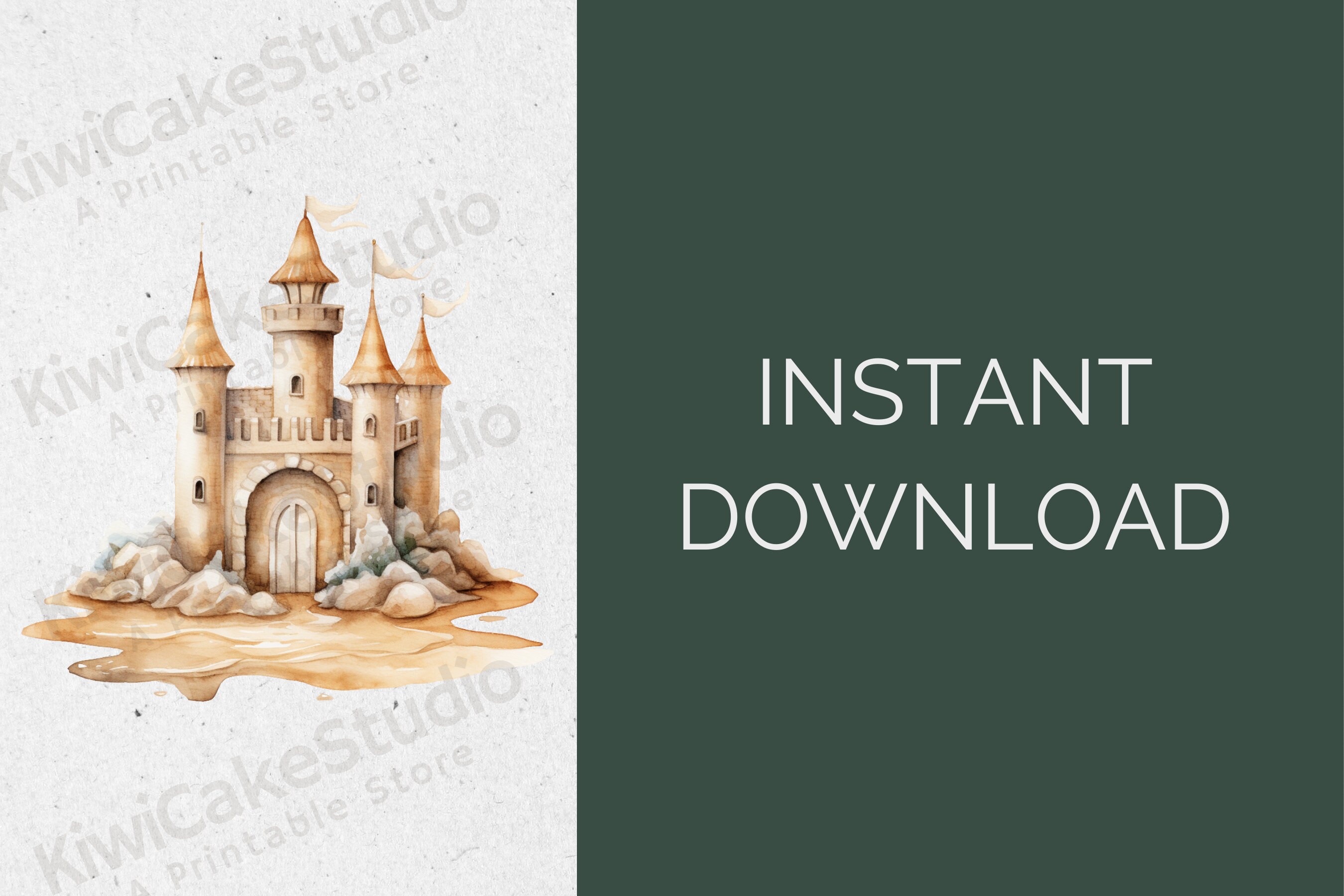 Watercolor Sandcastle Clipart, 10 High Quality Jpgs, Commercial Use ...