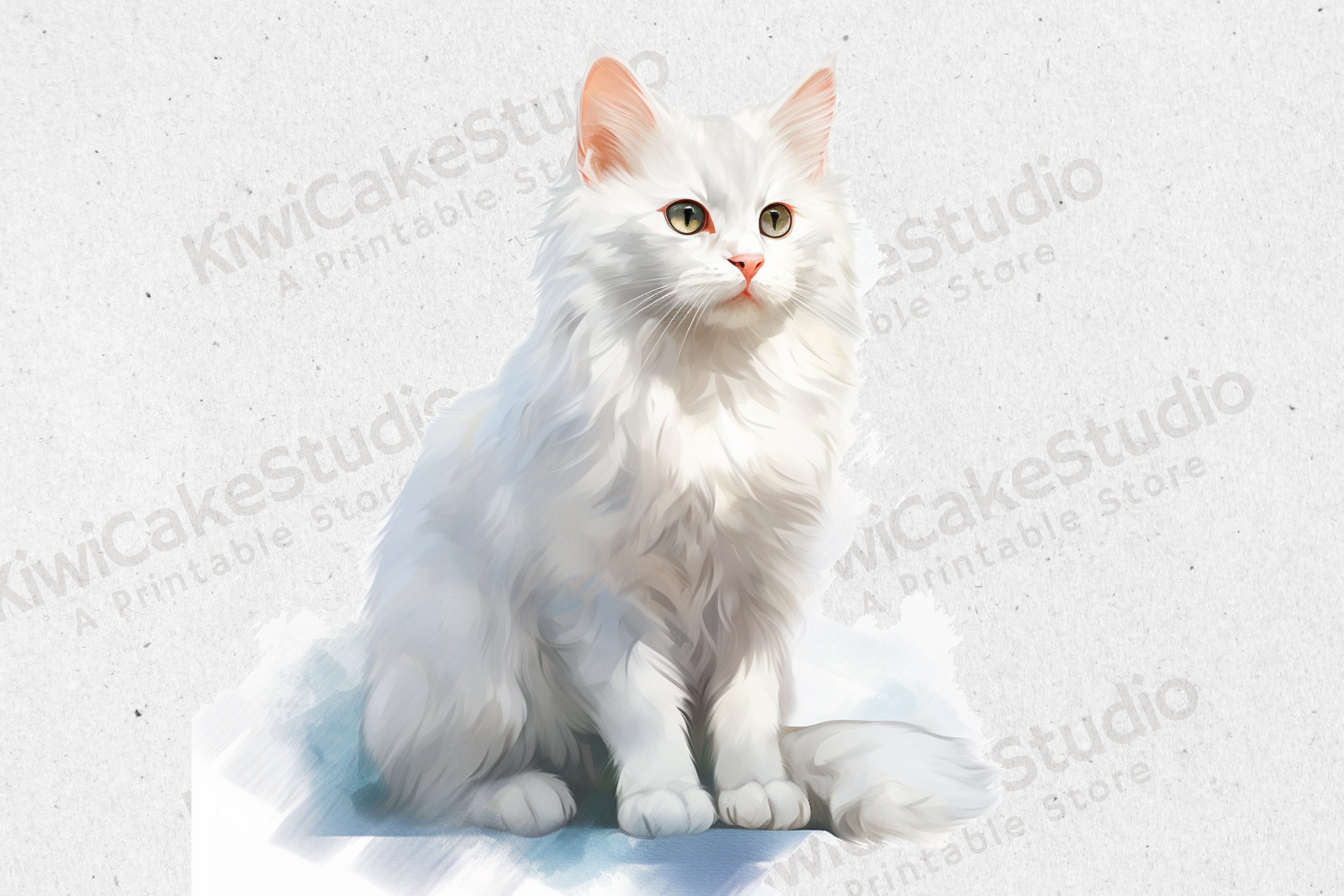 Watercolor White Cat Clipart. 10 High Quality Jpgs, Cute Cats and ...
