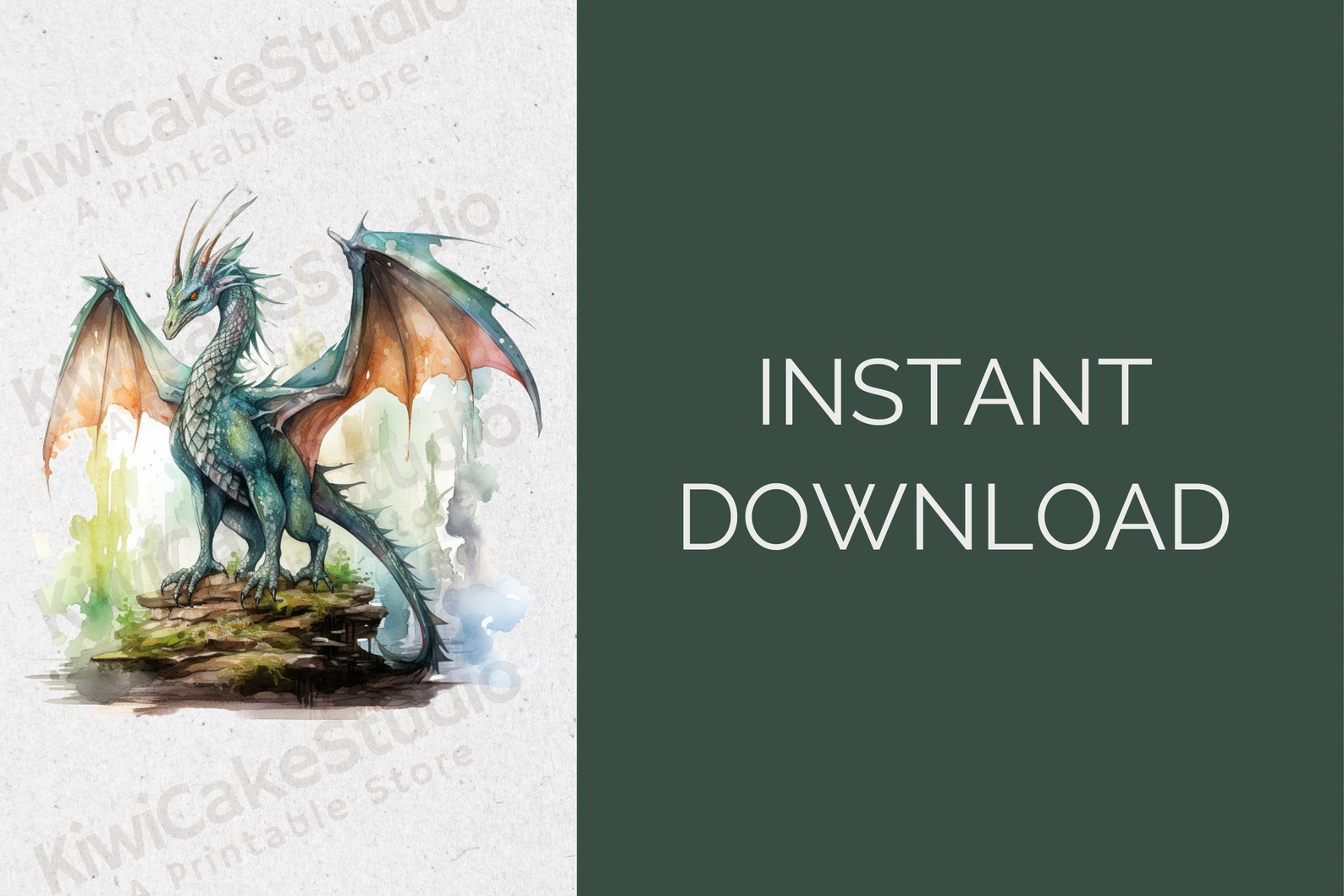Watercolor Dragon Clipart, 10 High Quality Jpgs, Mystical Fantasy Clip ...