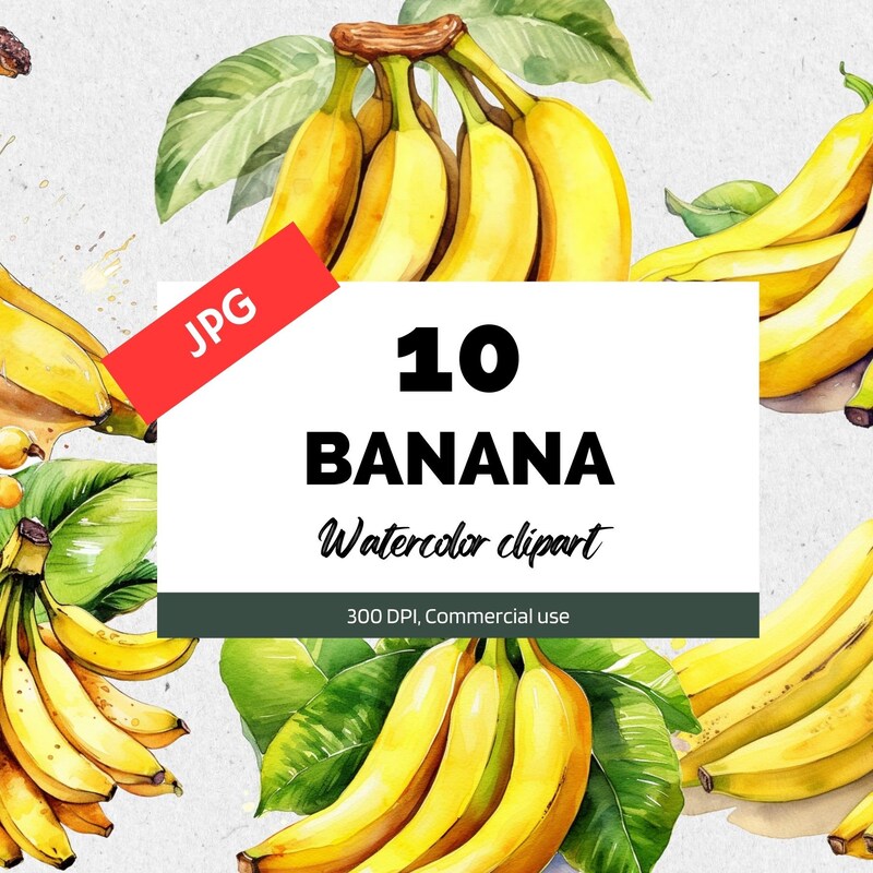 Watercolor Banana Clipart - Etsy