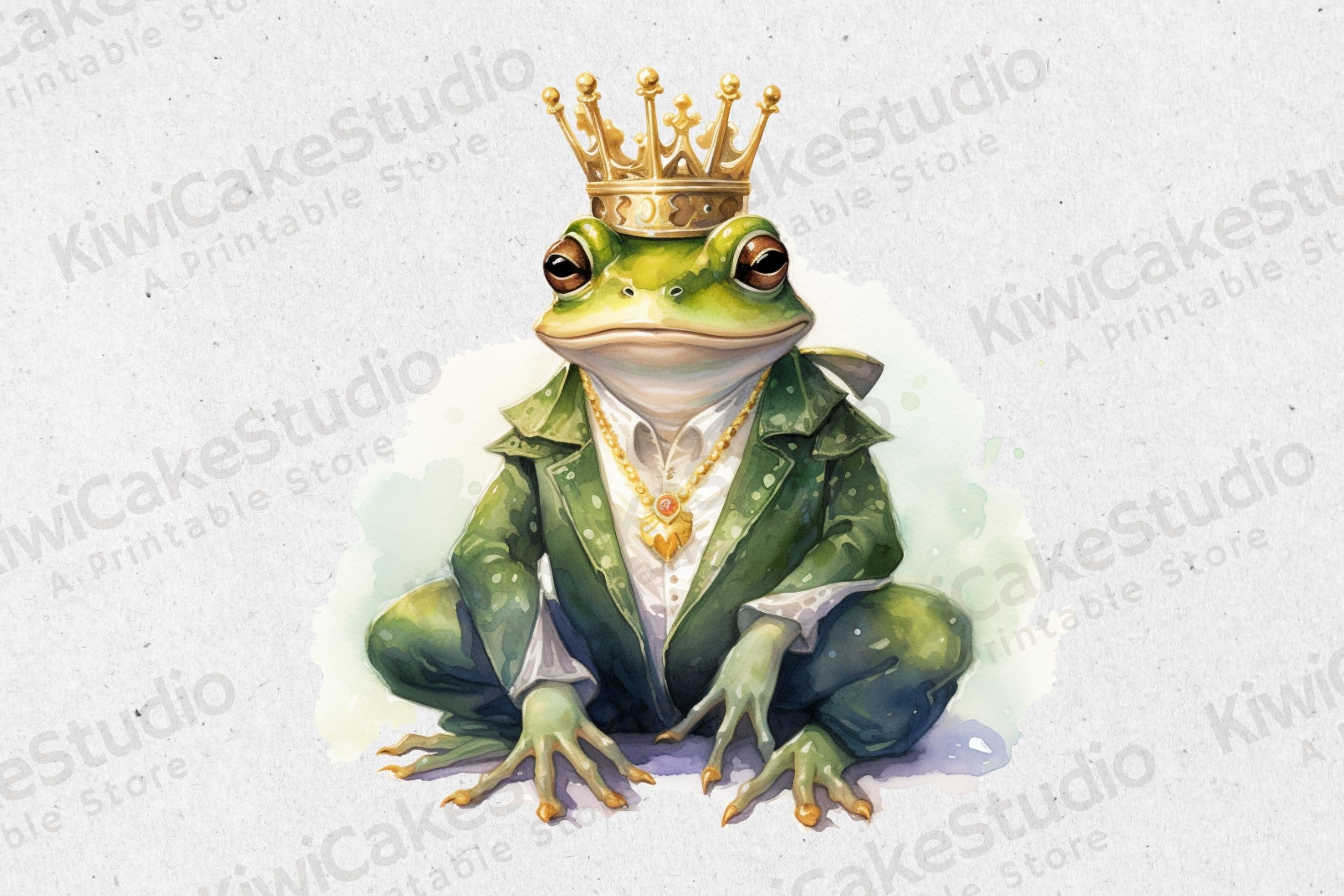 Watercolor Frog Prince Clipart, 10 High Quality Jpgs, Commercial Use ...