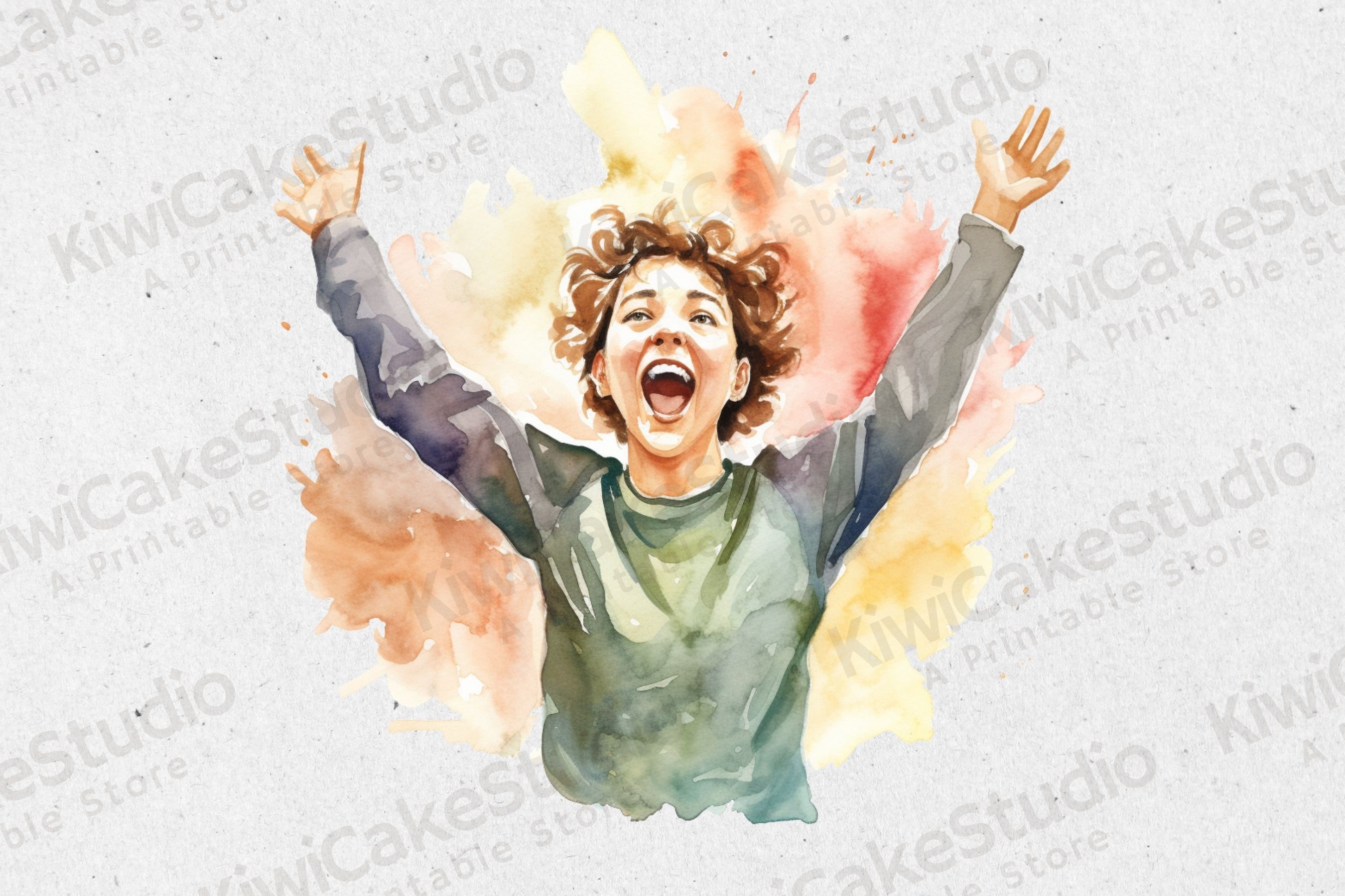 Excited Person Clipart, 10 High Quality Jpgs, Commercial Use, Instant ...