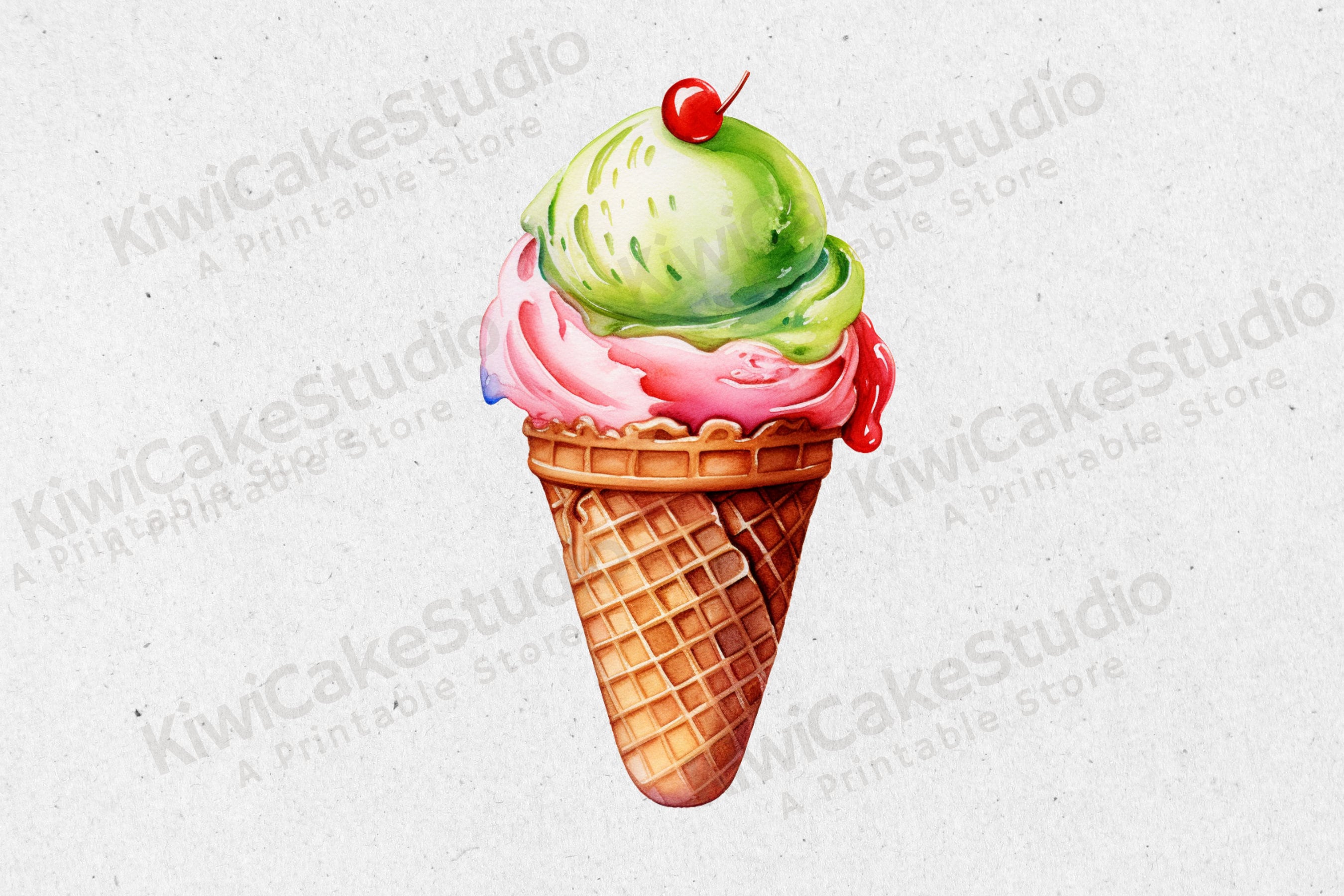 Watercolor Ice Cream Clipart, 10 High Quality Jpgs, Summer Clip Art ...