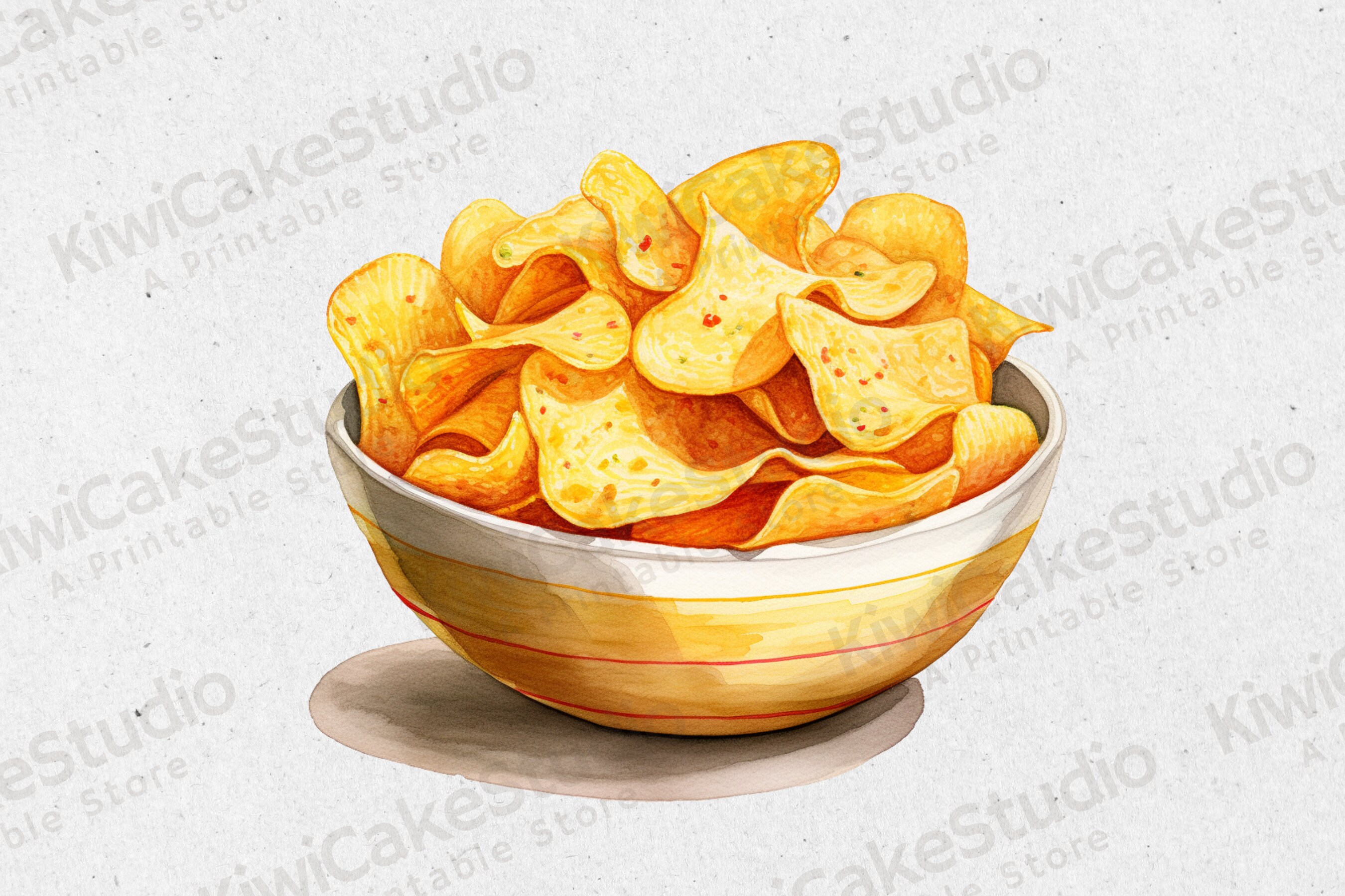 Watercolor Chips and Coke Clipart, 10 High Quality Jpgs, Commercial Use ...