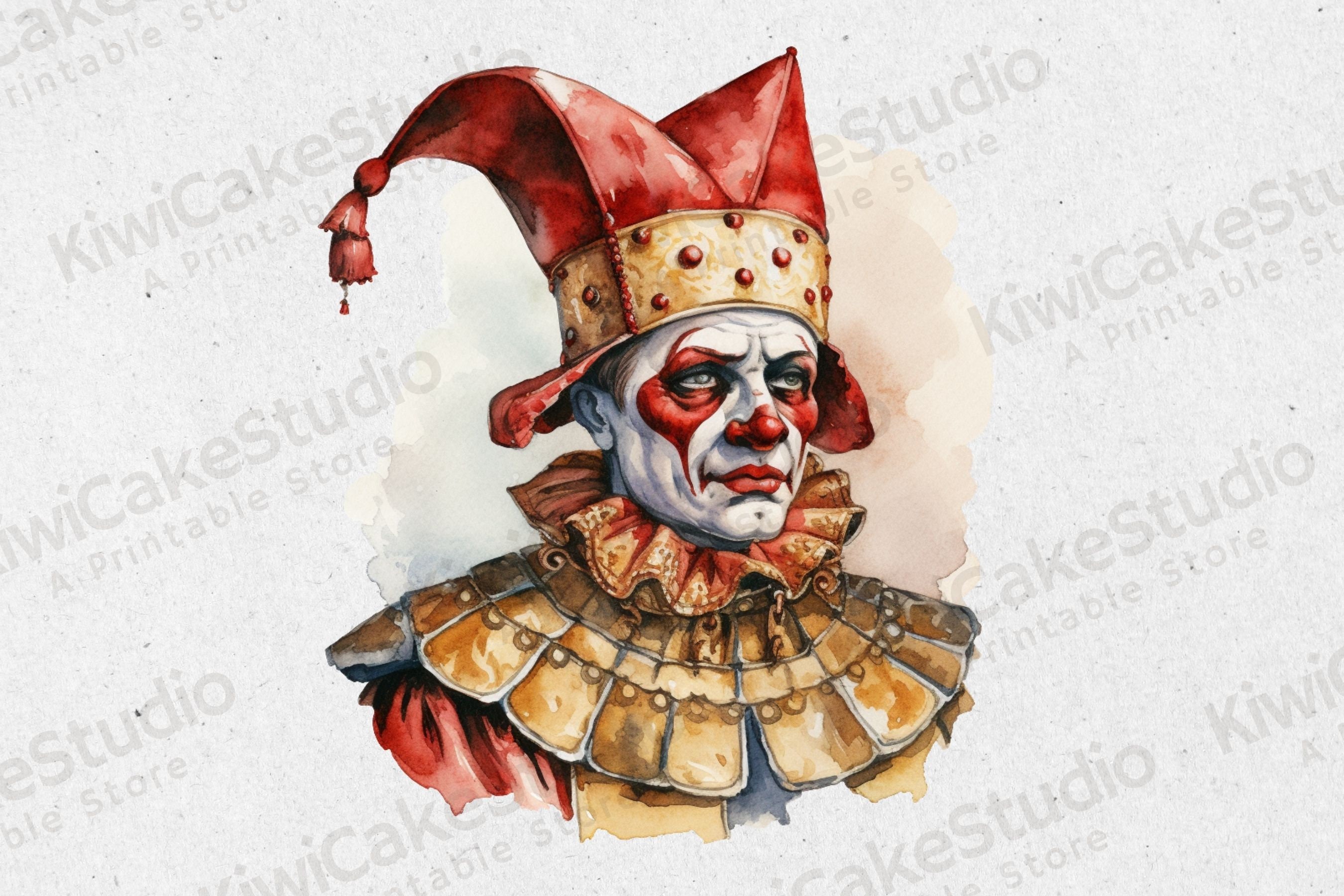 Watercolor Medieval Clown Clipart 10 High Quality Jpgs - Etsy