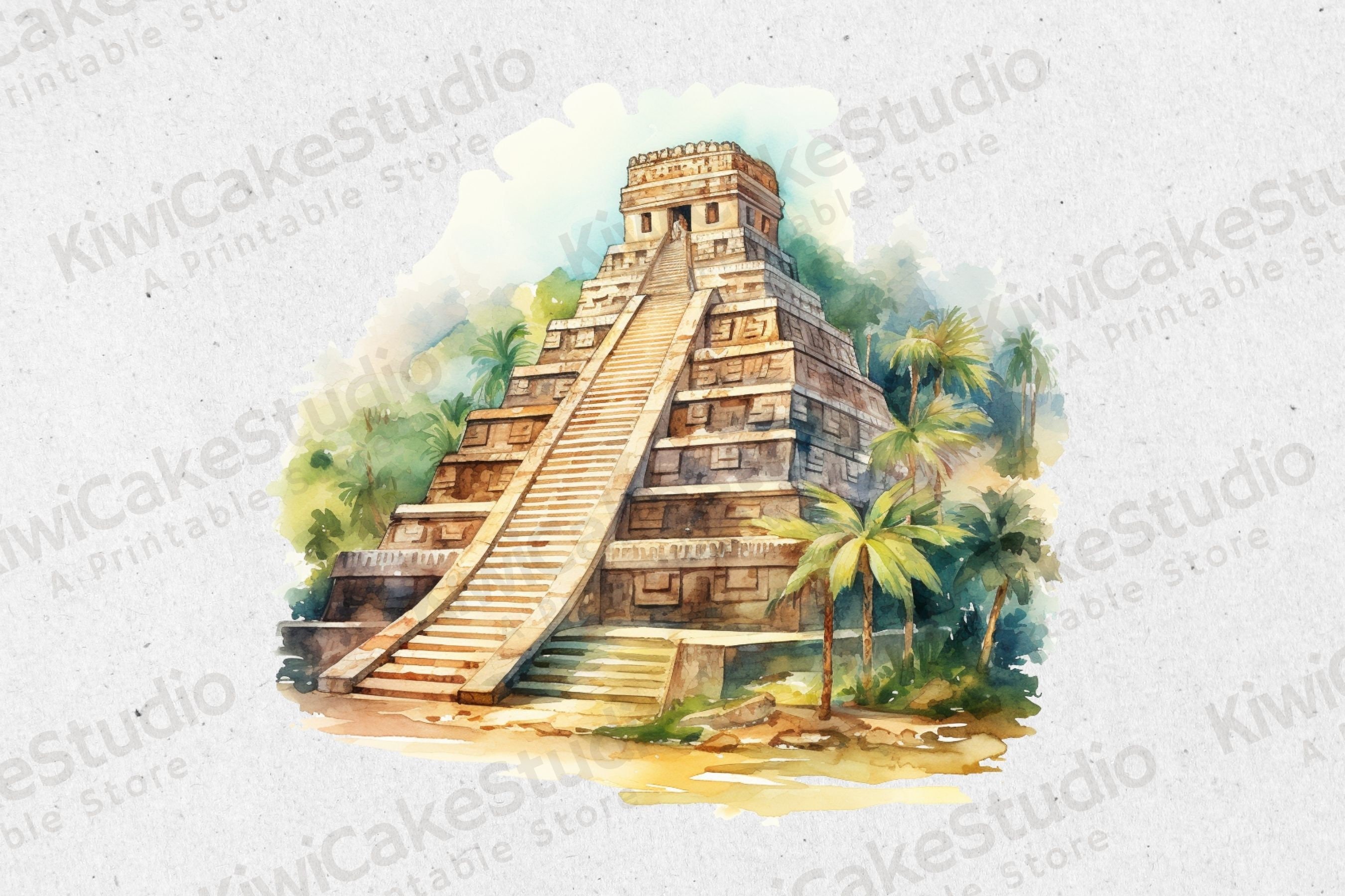Mayan Temple Clipart, 10 High Quality Jpgs, Commercial Use, Instant ...
