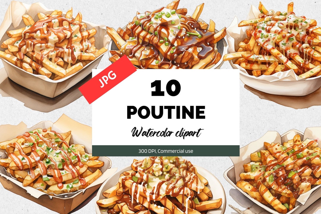 Watercolor Poutine Clipart, 10 High Quality Jpgs, Commercial Use ...