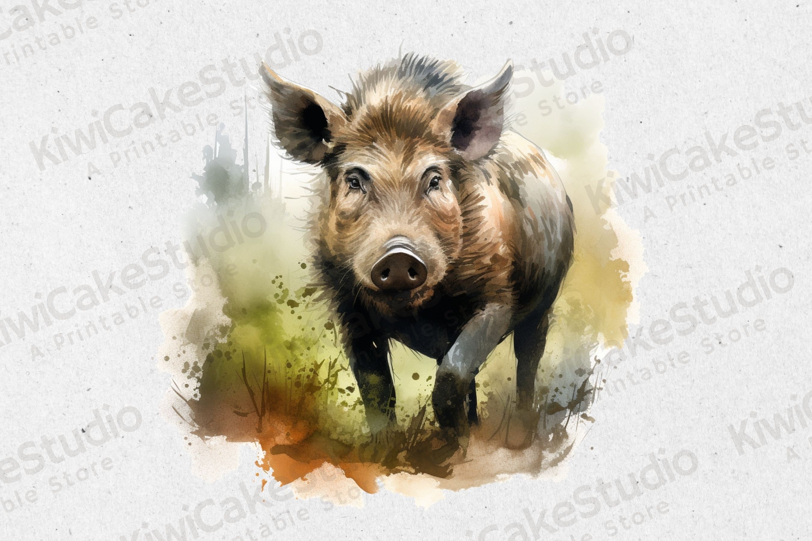 Watercolor Wild Boar Clipart, 10 High Quality Jpgs, Commercial Use ...
