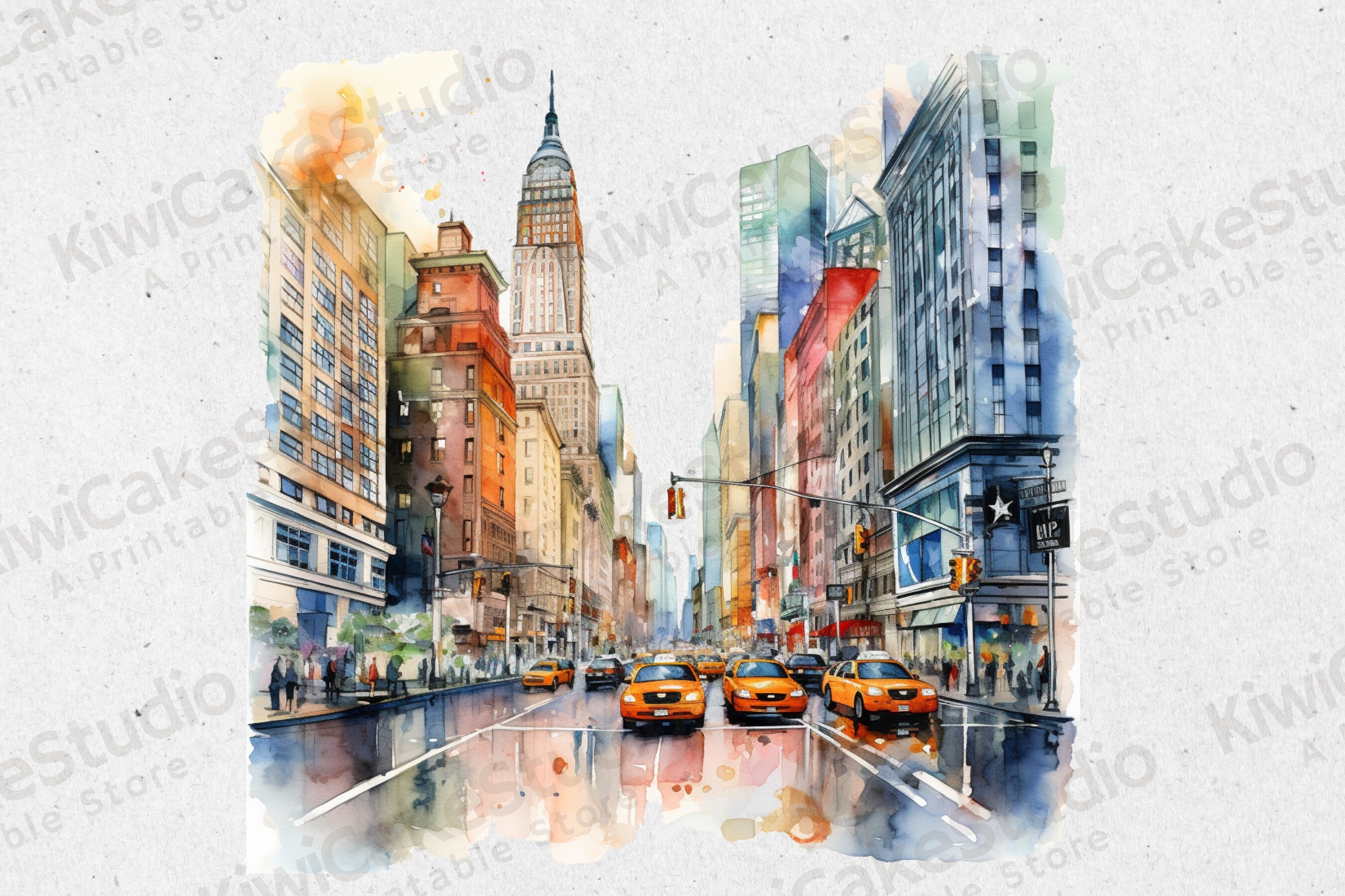 Watercolor New York City Clipart, 10 High Quality Jpgs, City Cliparts ...