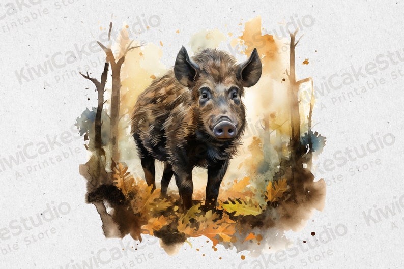 Watercolor Wild Boar Clipart, 10 High Quality Jpgs, Commercial Use ...