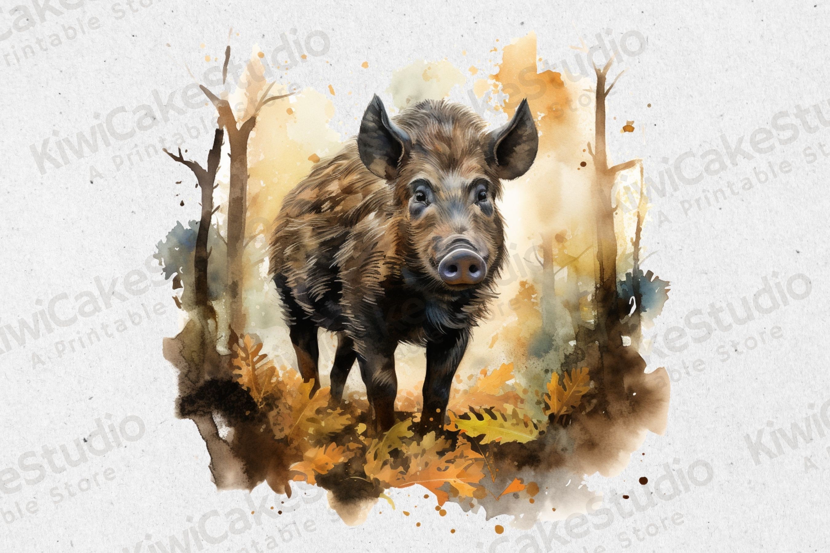 Watercolor Wild Boar Clipart, 10 High Quality Jpgs, Commercial Use ...