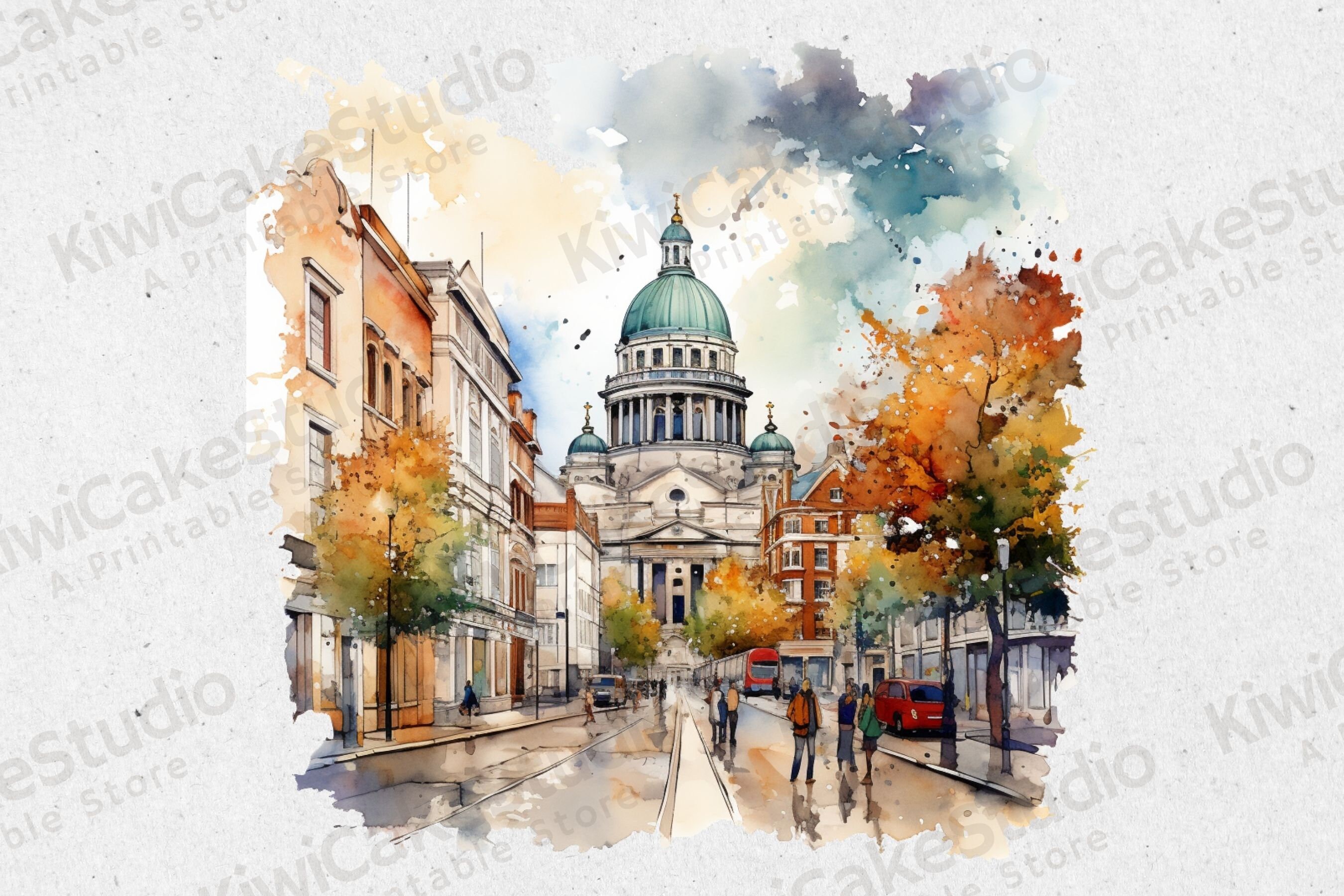 Watercolor Nottingham England Clipart, 10 High Quality Jpgs, Commercial ...