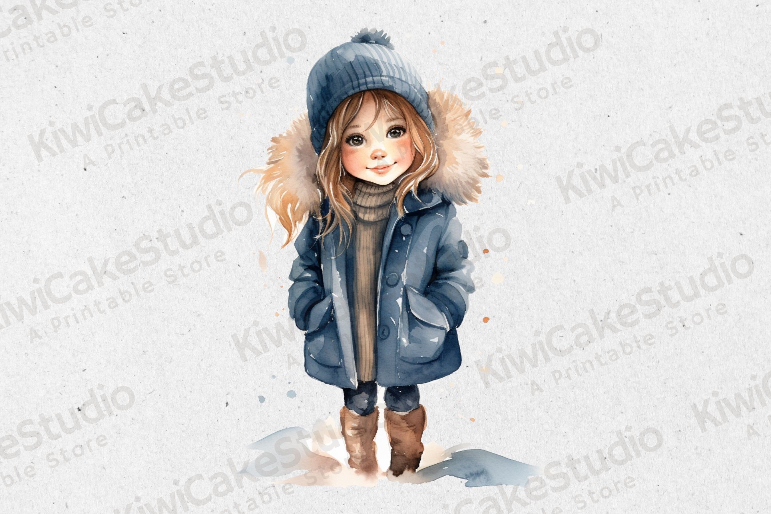 Winter Little Girl Clipart, 10 High Quality Jpgs, Commercial Use ...