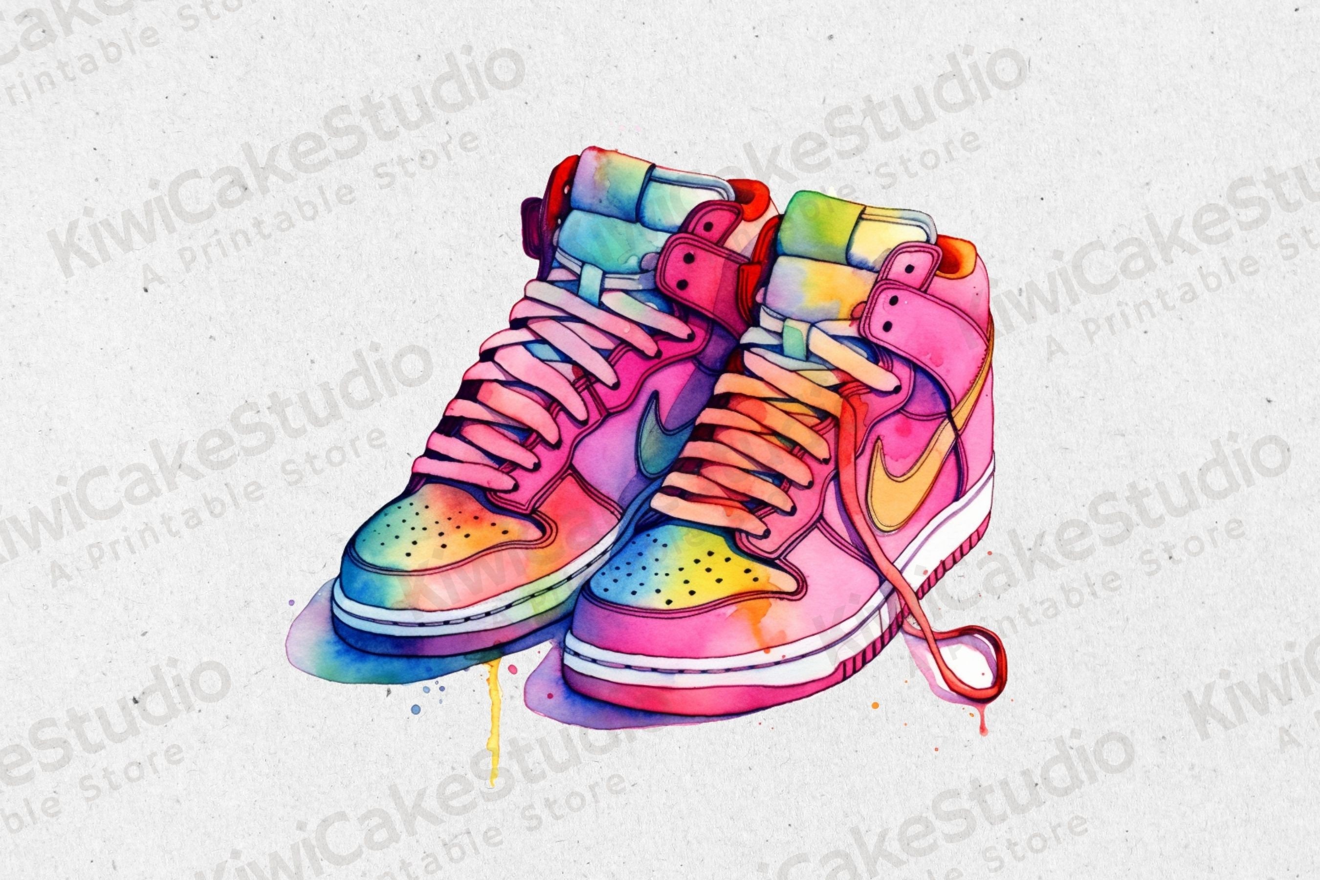 Watercolor Sneakers Clipart, 10 High Quality Jpgs, Commercial Use ...
