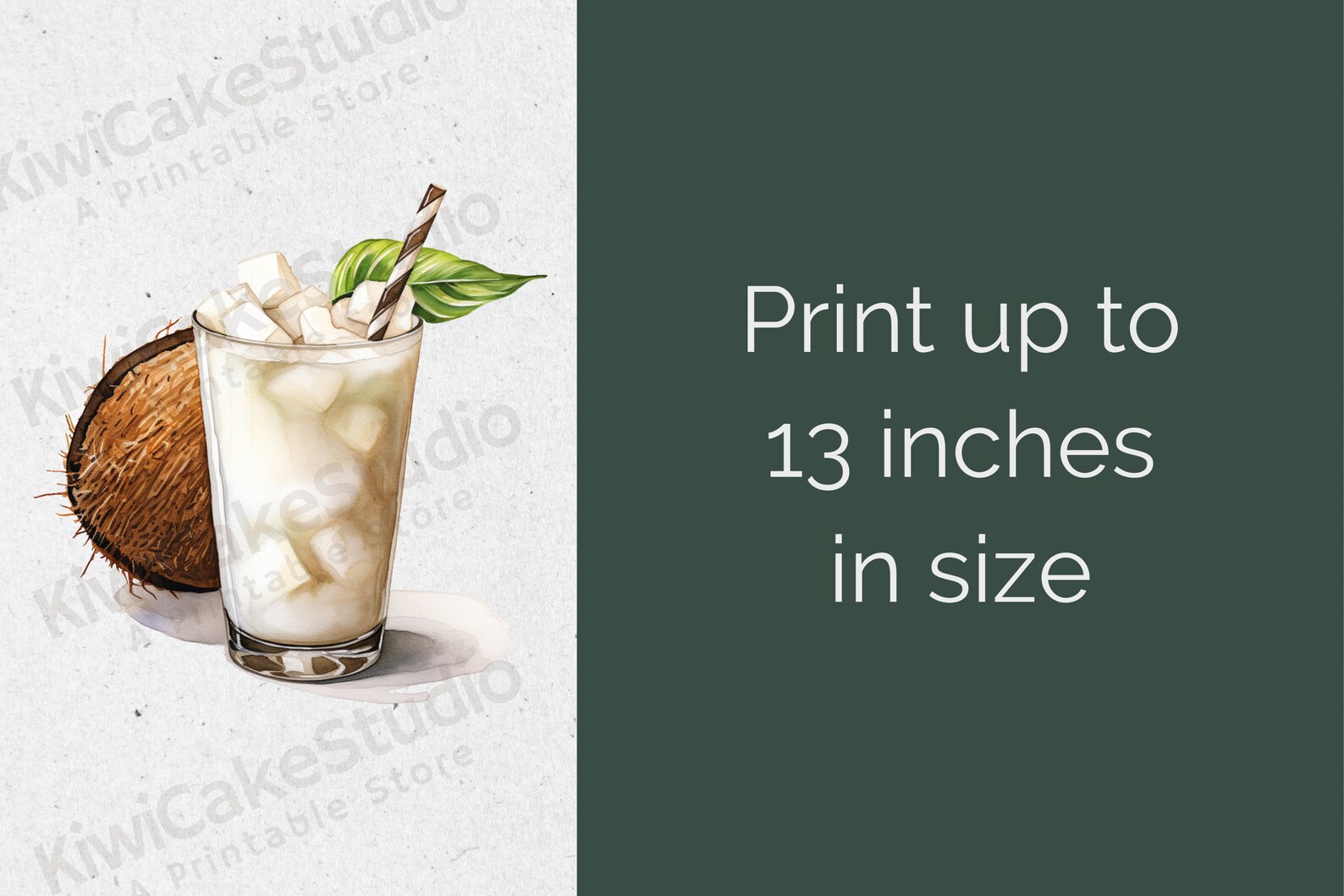 Watercolor Coconut Drink Clipart, 10 High Quality Jpgs, Tropical Summer ...