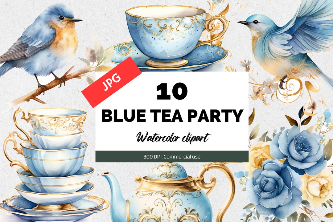 Watercolor Tea Party Clipart, 10 High Quality Clipart, Card Making ...