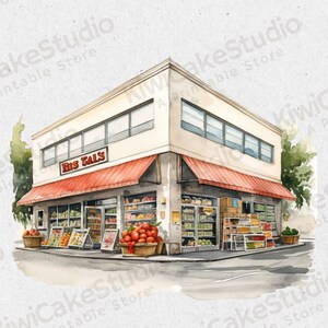 Watercolor Grocery Store Clipart, 10 High Quality Jpgs, Commercial Use ...