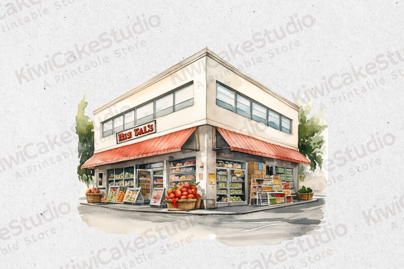 Watercolor Grocery Store Clipart 10 High Quality Jpgs - Etsy