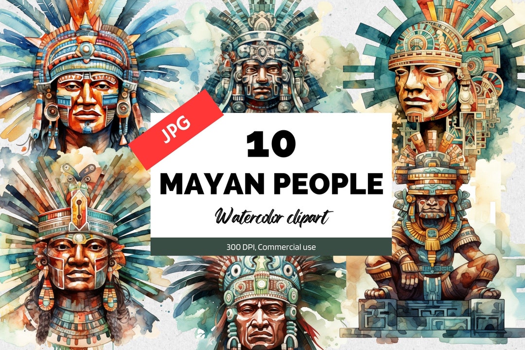 Watercolor Mayan People Clipart, 10 High Quality Jpgs, Commercial Use ...