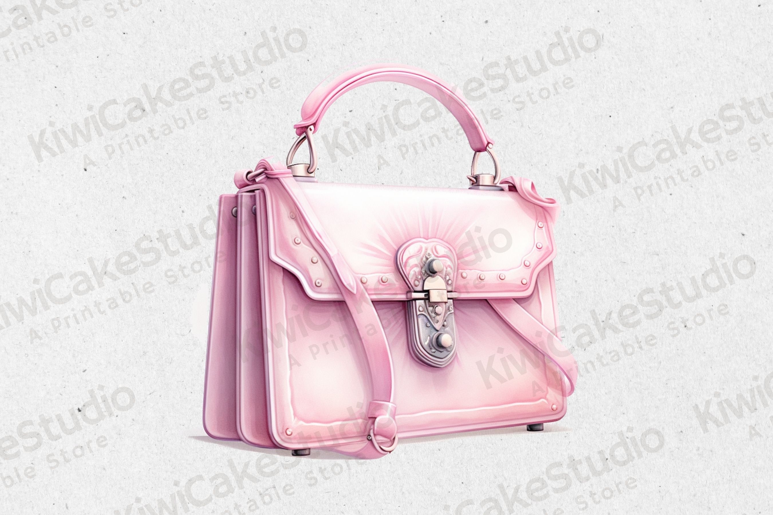 Watercolor Pink Princess Purse Clipart, 10 High Quality Jpgs ...