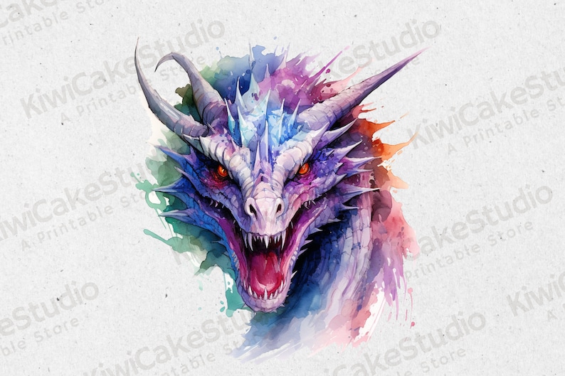 Watercolor Dragon Clipart, 10 High Quality Jpgs, Mystical Fantasy Clip ...