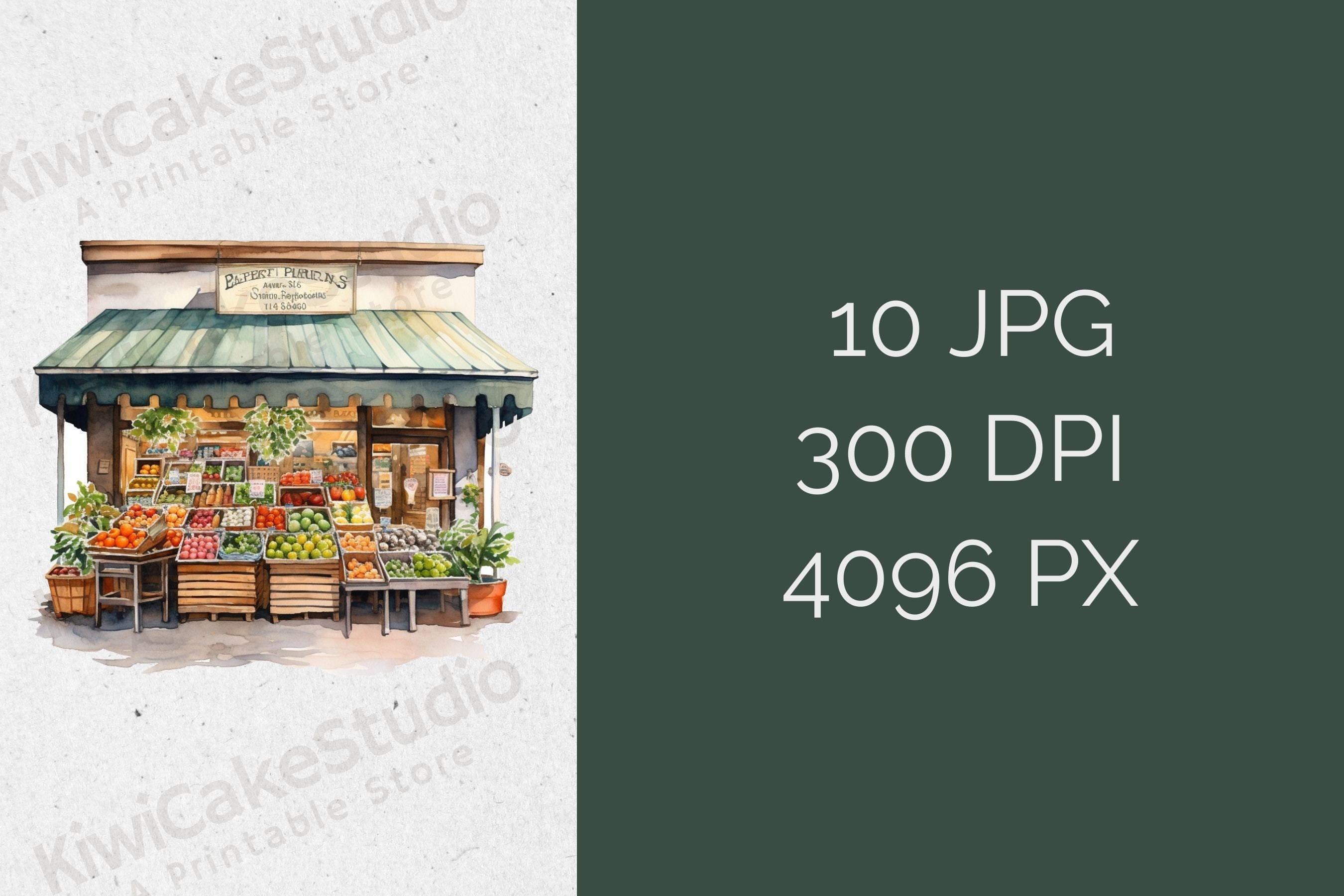 Watercolor Grocery Store Clipart, 10 High Quality Jpgs, Commercial Use ...