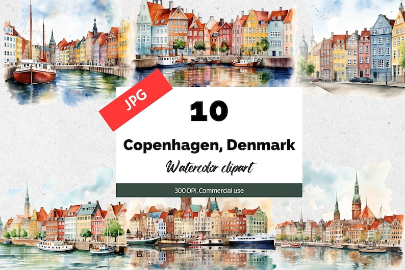 Copenhagen Denmark Clipart, 10 High Quality Jpgs, Commercial Use ...