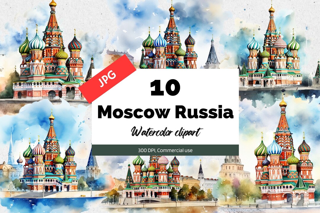 Moscow Russia Clipart, 10 High Quality Jpgs, Commercial Use, Instant ...