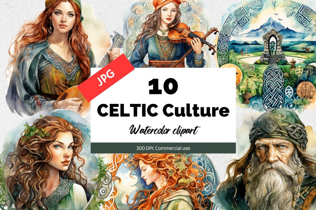 Watercolor Celtic Culture Clipart, 10 High Quality Jpgs, Commercial ...