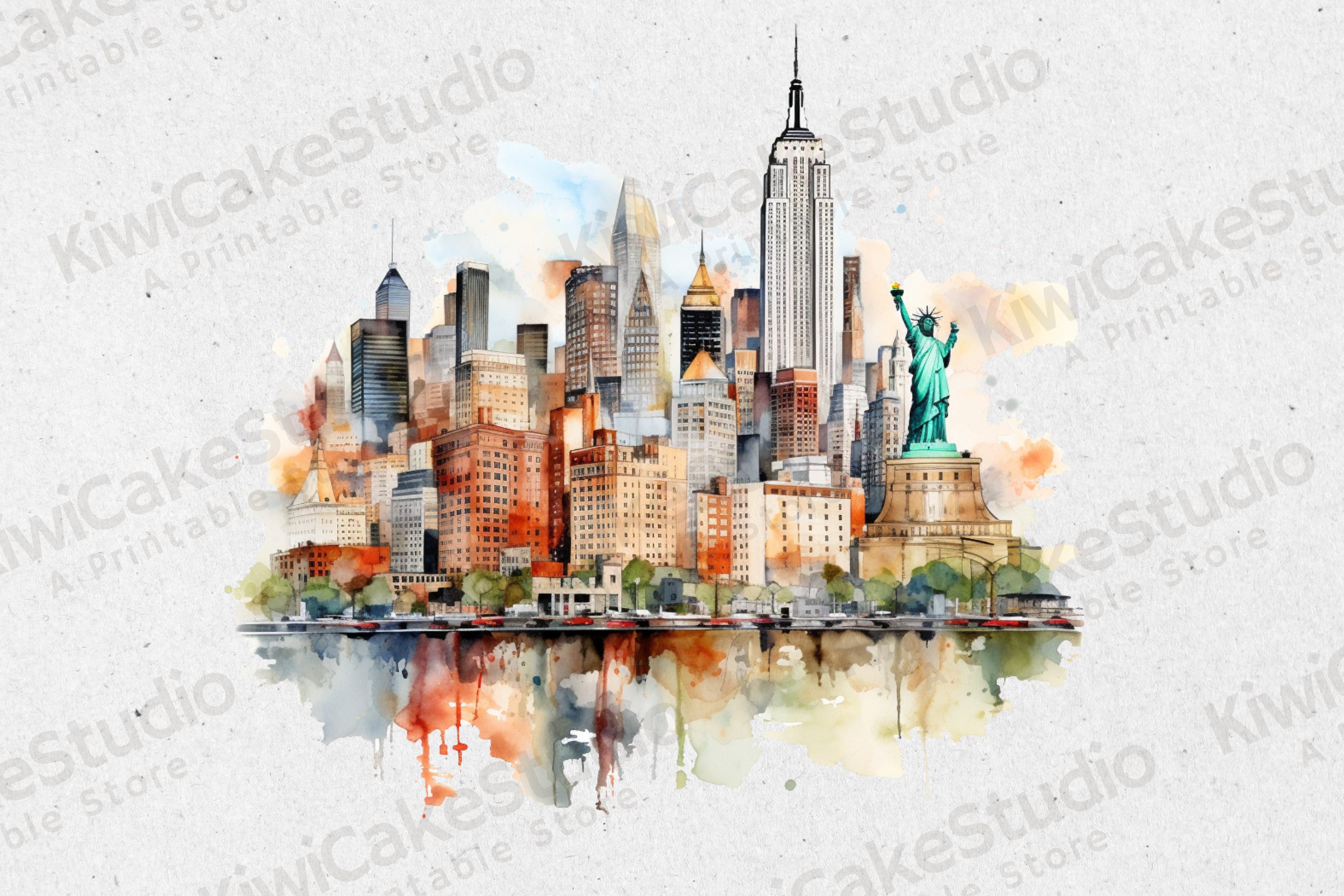 Watercolor New York City Clipart, 10 High Quality Jpgs, City Cliparts ...