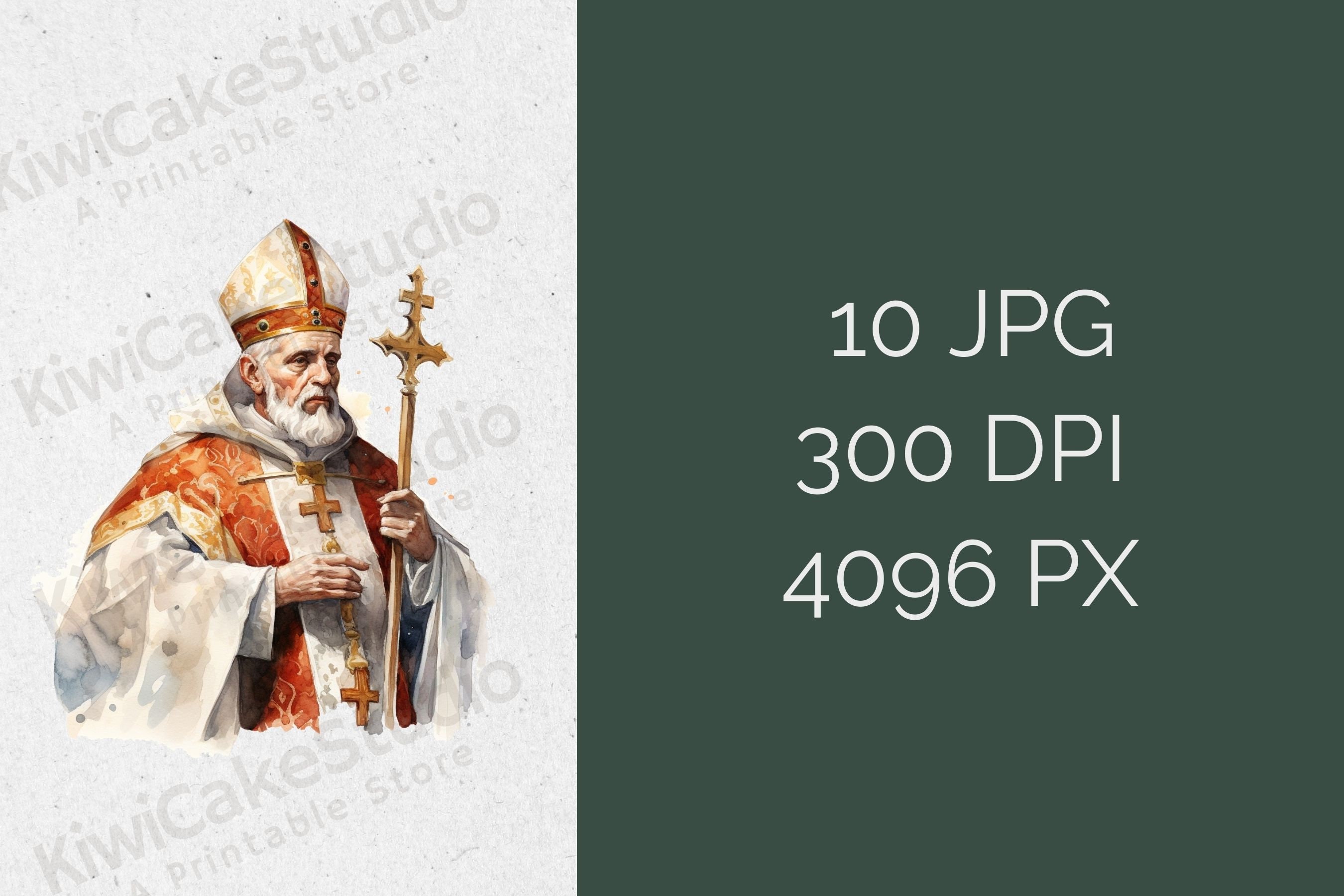 Watercolor Medieval Pope Clipart, 10 High Quality JPG, Commercial Use ...