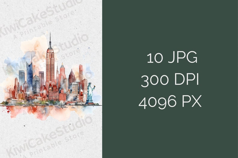 Watercolor New York City Clipart, 10 High Quality Jpgs, City Cliparts ...