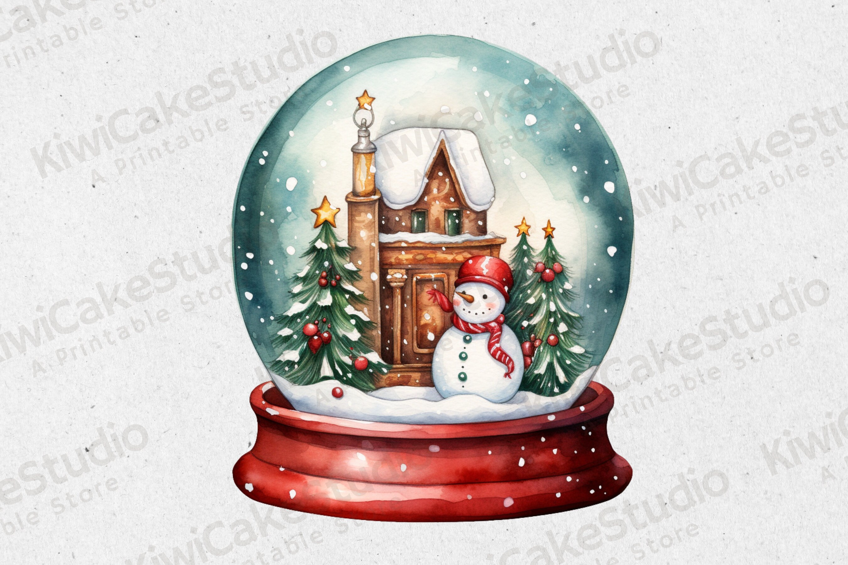 Watercolor Snow Globe Clipart 10 High Quality JPG Commercial - Etsy