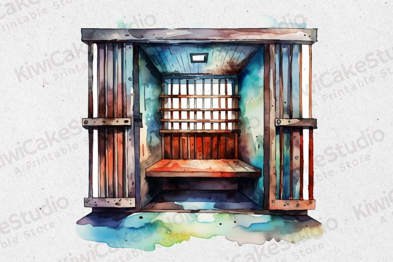 Watercolor Jail Clipart, 10 High Quality Jpgs, Commercial Use, Instant ...