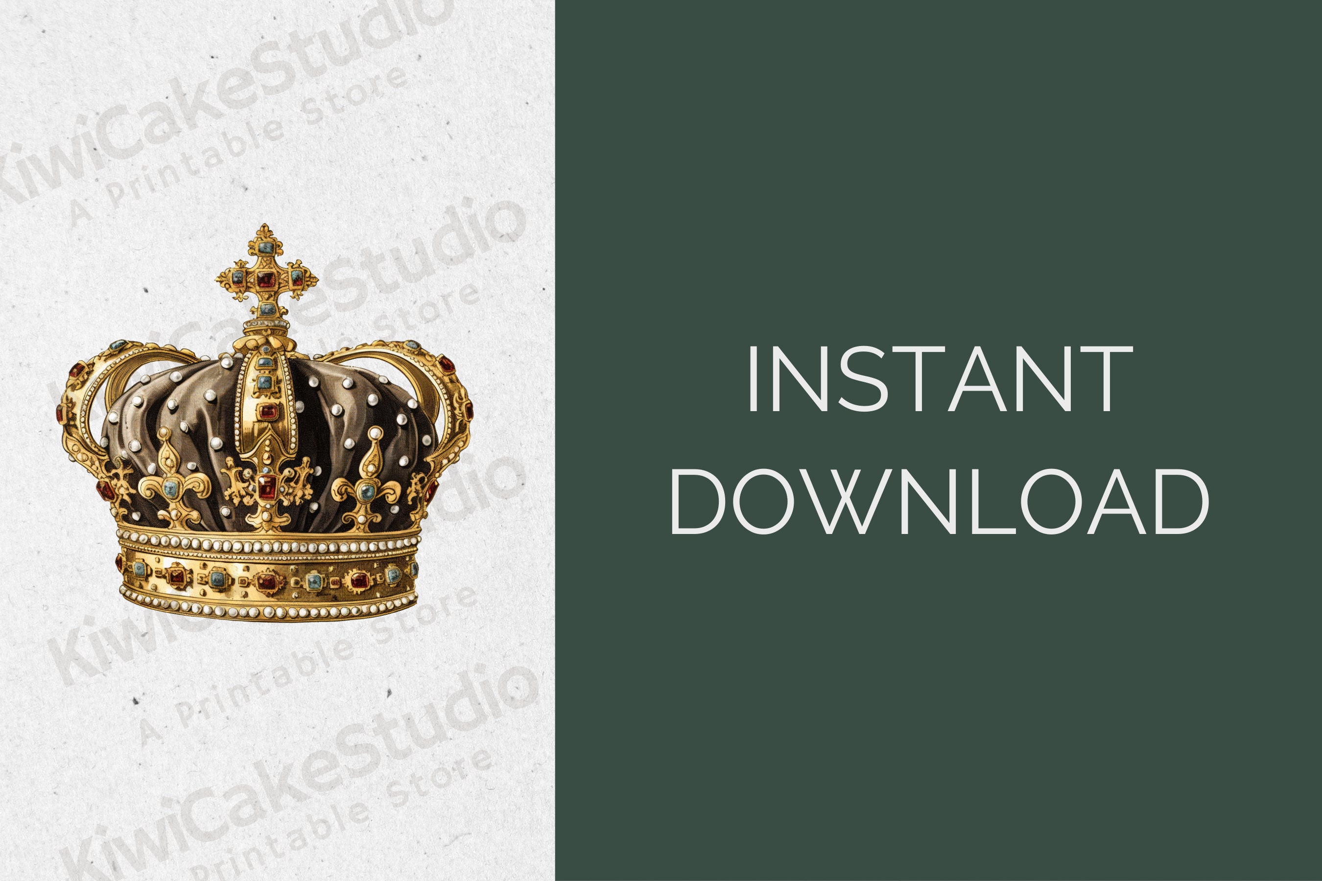 Vintage Gold Crowns Clipart 10 High Quality Jpgs Vintage - Etsy